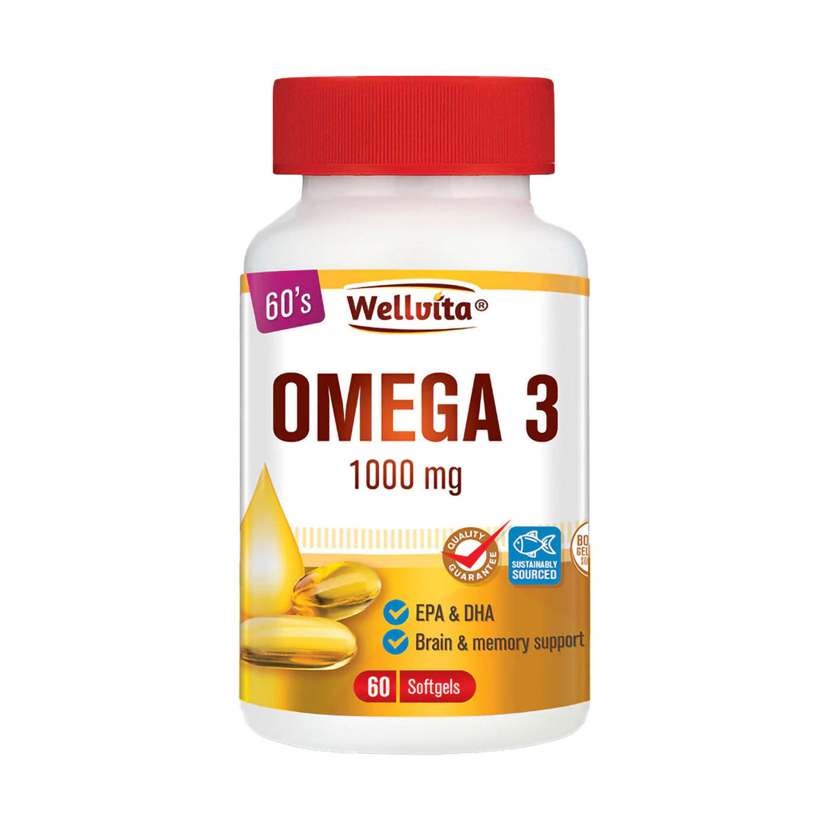Wellvita Omega 3 1000mg 60 Softgels Capsules - Med365