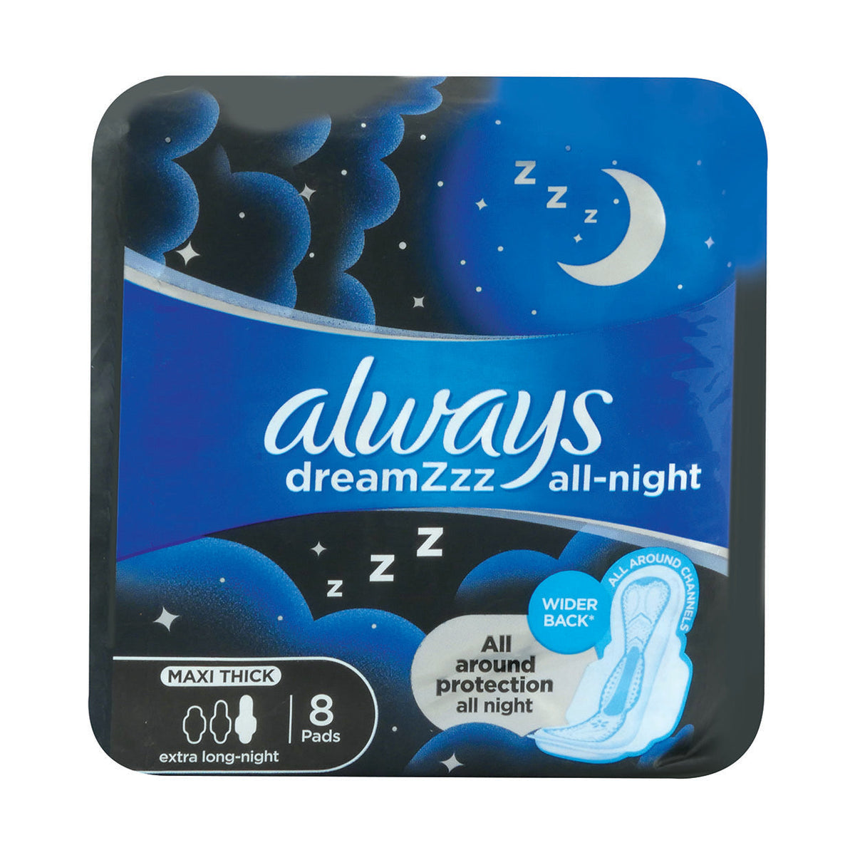 Always DreamZzz All-Night Maxi Extra Long 8 Pads - Med365