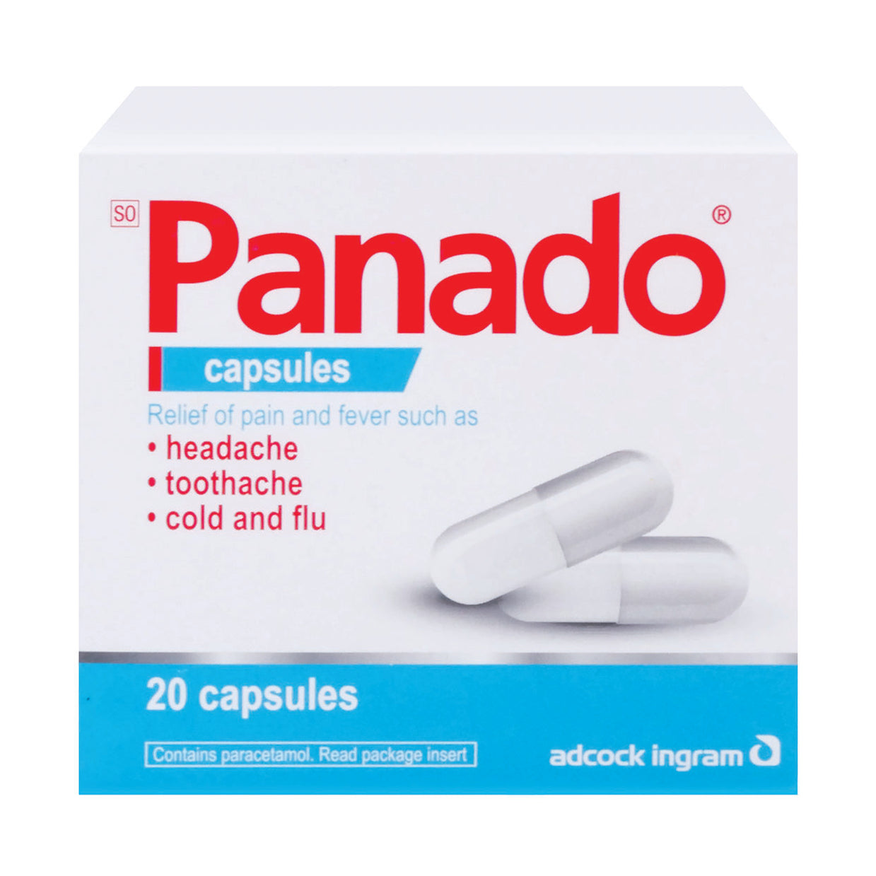 Panado Paracetamol 500mg 20 Capsules - Med365