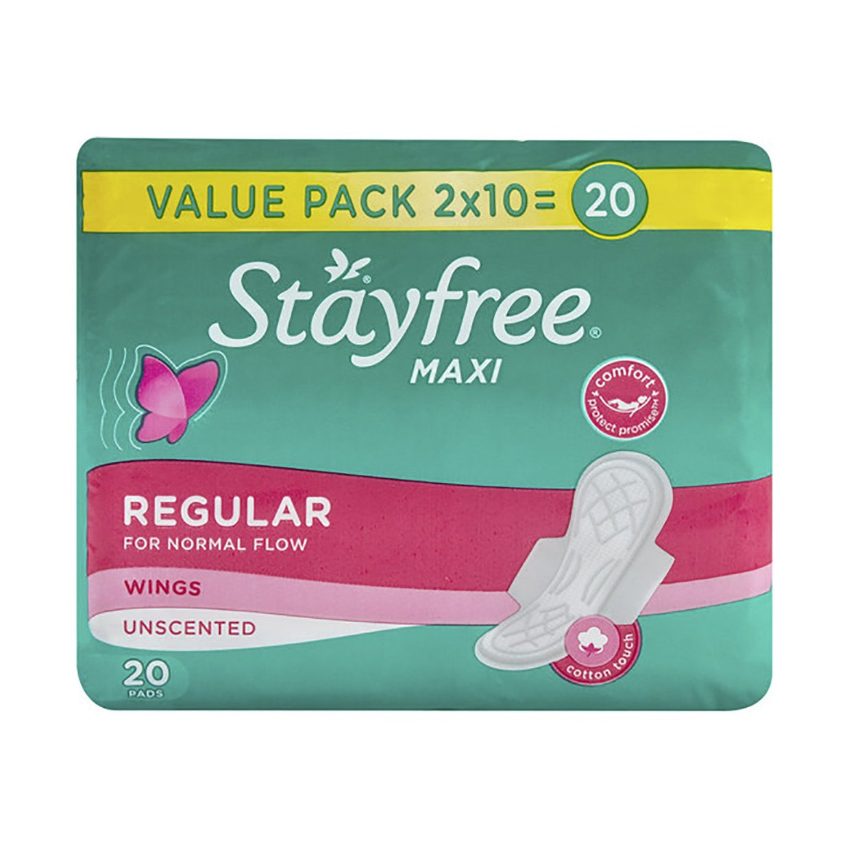 Stayfree Maxi Regular Wings Unscented 20 Pads - Med365