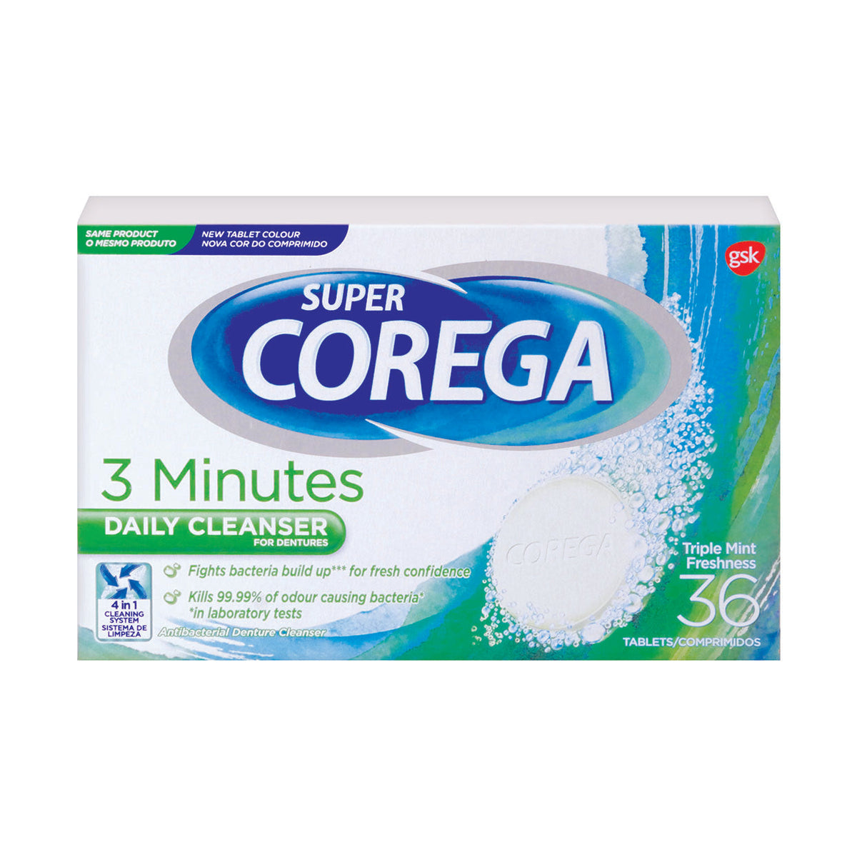 Super Corega Denture Cleanser 36 Tablets - Med365