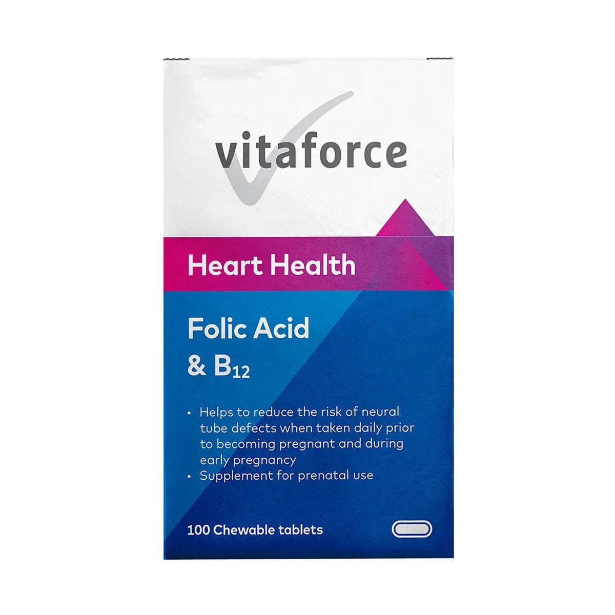 Vitaforce Folic Acid & B12 100 Tablets - Med365