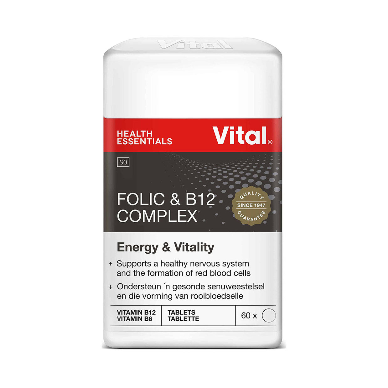 Vital Folic & B12 Complex 60 Tablets - Med365
