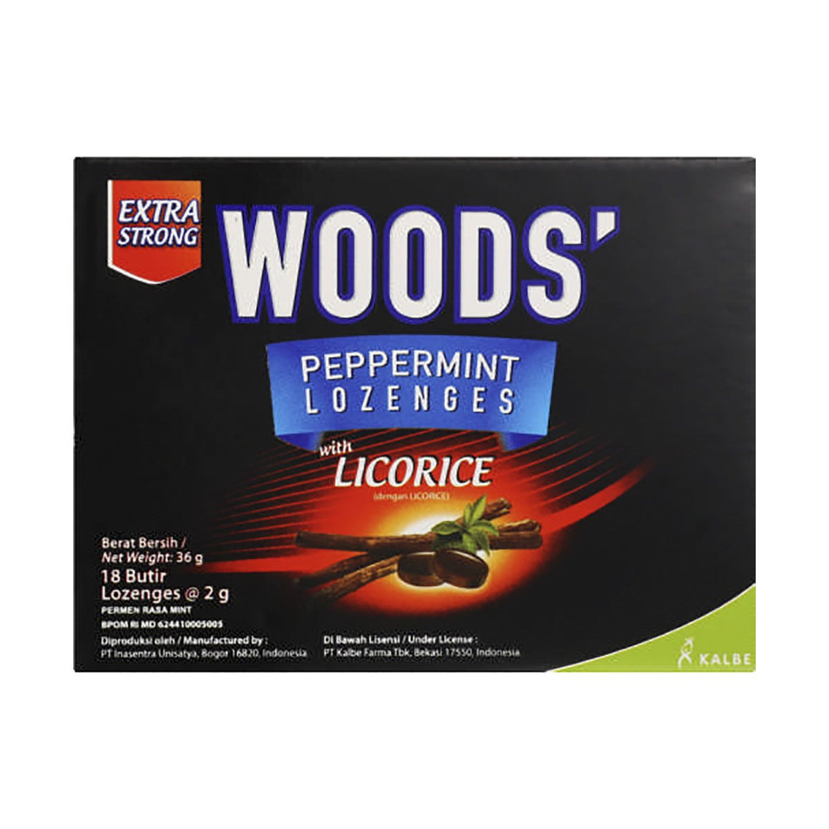 Woods Peppermint Lozenges with Liquorice 18 - Med365